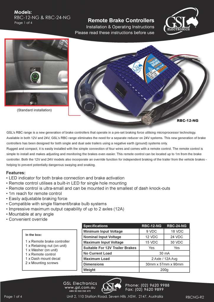 GSL Trailer Brake Controllers – Retrolooms